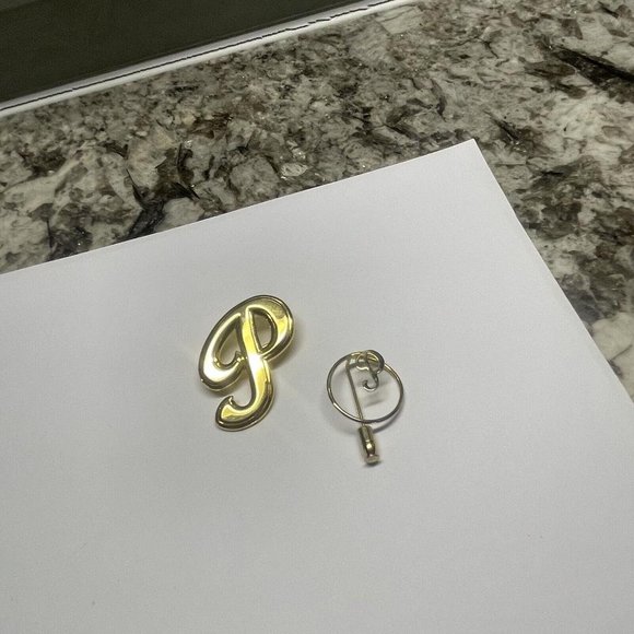 Jewelry | Lot Of 2 Vintage Modern Gold Tone Brooch Pins Letter Initial ...